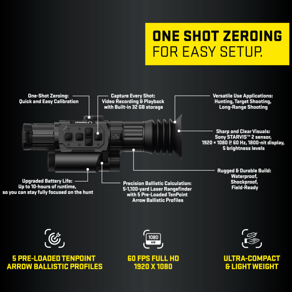Vision HD Digital Rangefinding Scope with Recording Capability